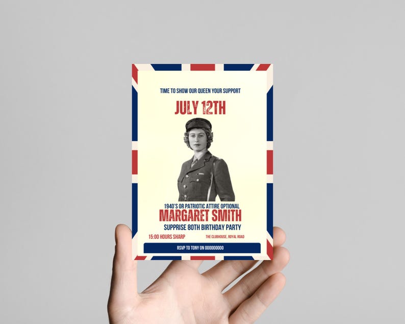 Editable 1940s Themed Birthday Invitation | Surprise Party Digital ...