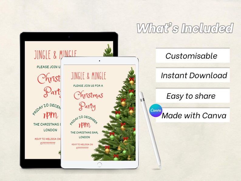 Jingle and Mingle Invitation | Christmas Tree Party | Editable Canva ...