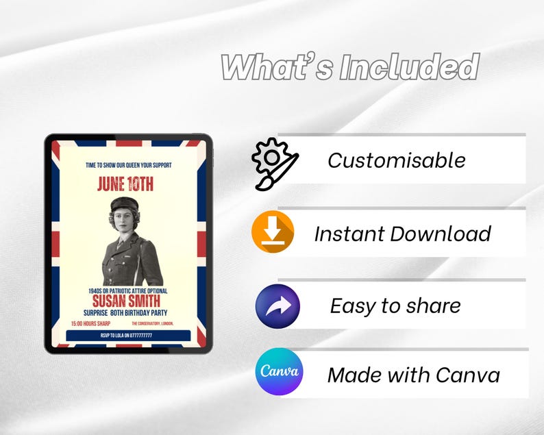 Custom 1940s Themed Birthday Invitation | Vintage Patriotic Surprise ...