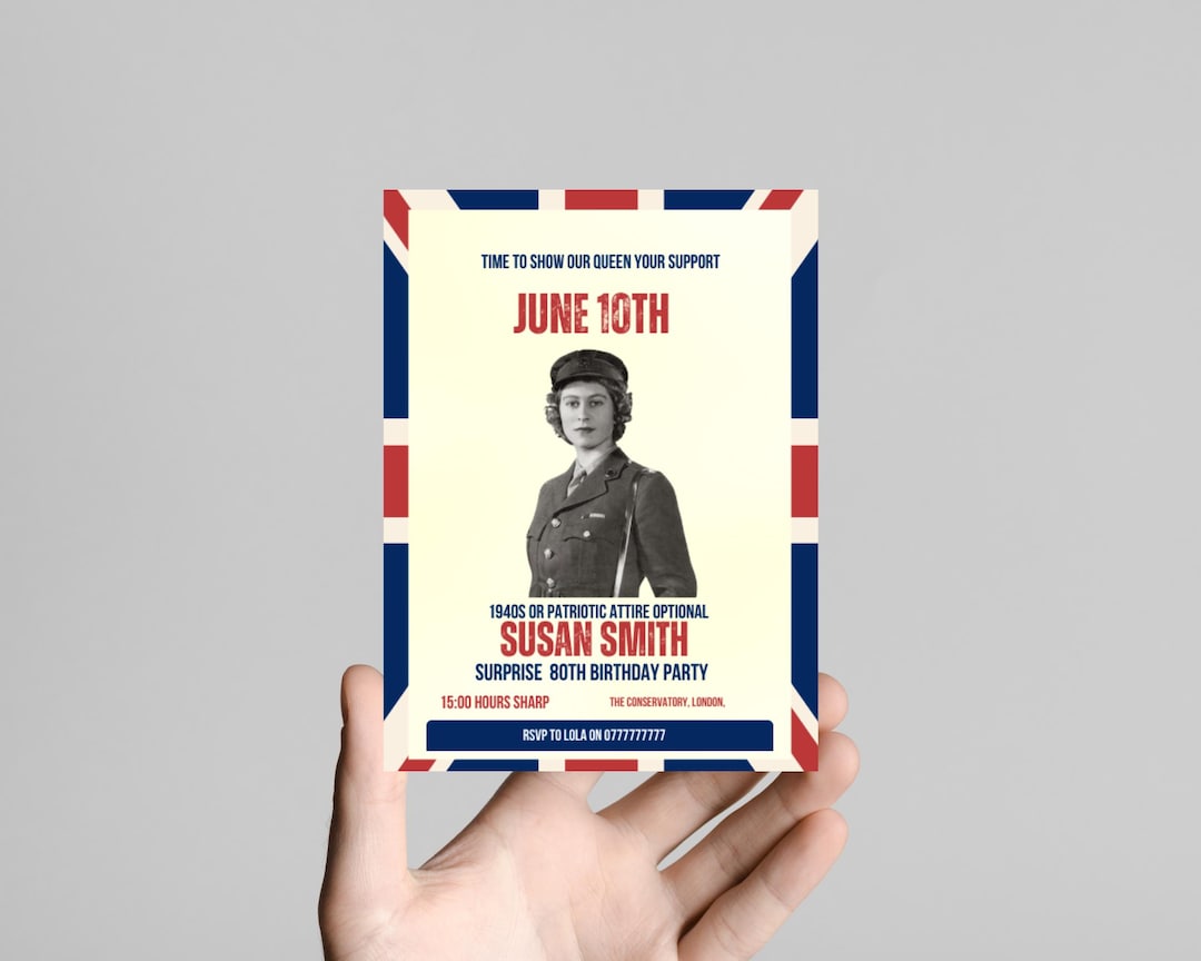 Custom 1940s Themed Birthday Invitation | Vintage Patriotic Surprise ...