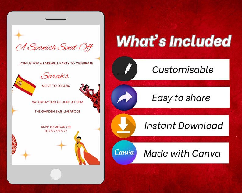 Editable Spanish Farewell Party Invitation | Moving to Spain Party - A ...