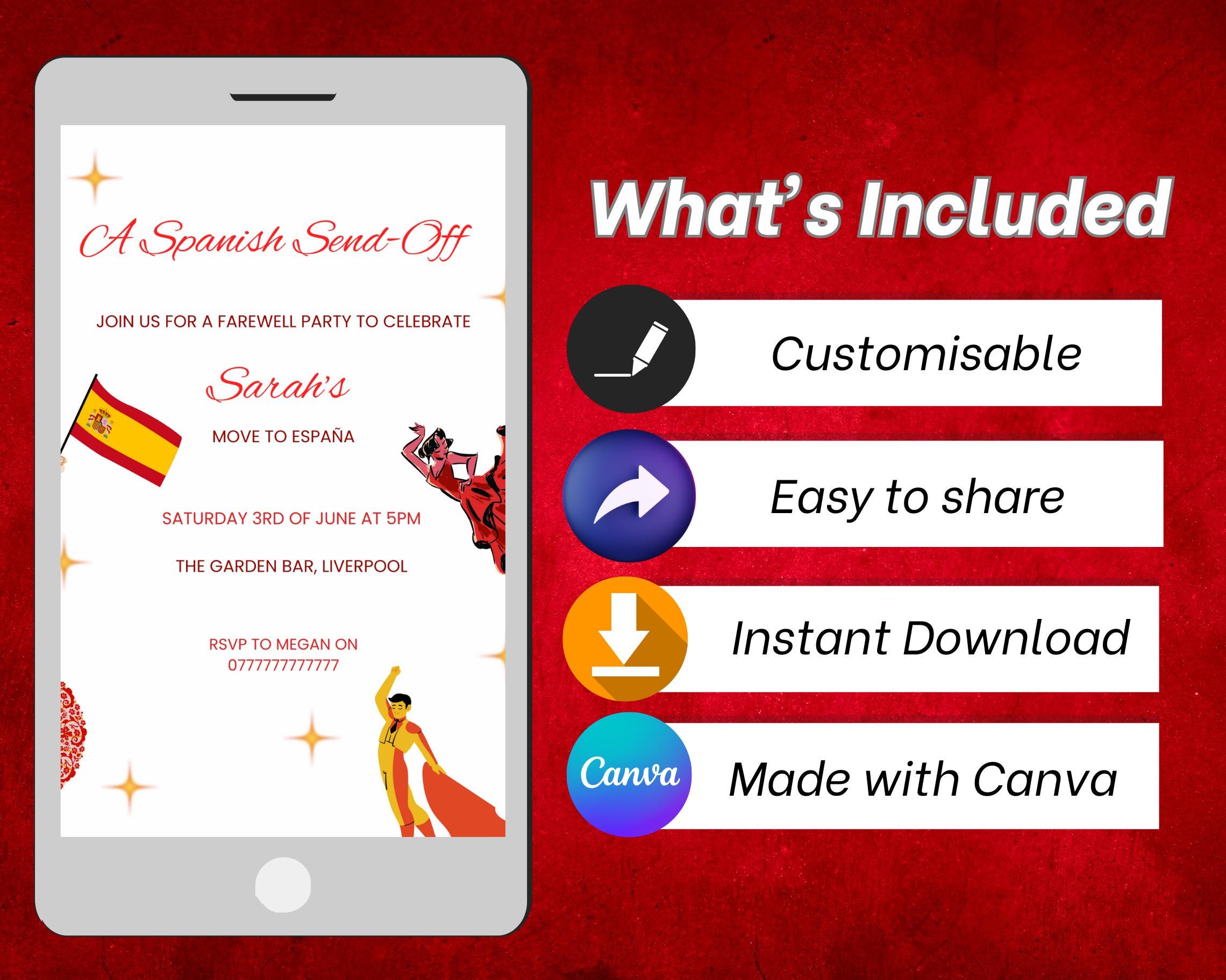 Editable Spanish Farewell Party Invitation | Moving to Spain Party - A ...