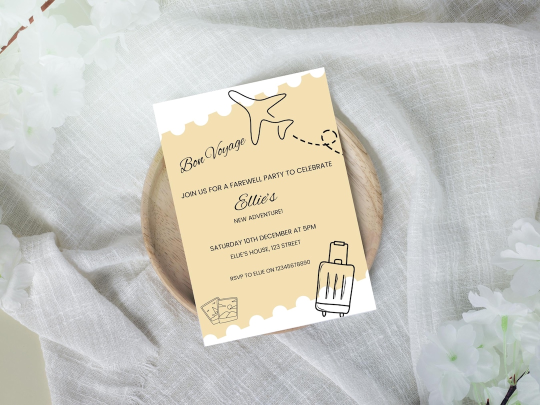 Editable Bon Voyage Invitation | Going Away Party | Canva Template - Etsy