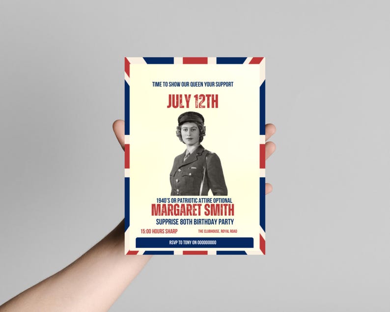 Editable 1940s Themed Birthday Invitation | Surprise Party Digital ...