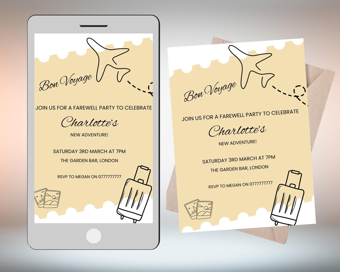 Bon Voyage Going Away Party Invitation Leaving Party Editable Invite - Etsy