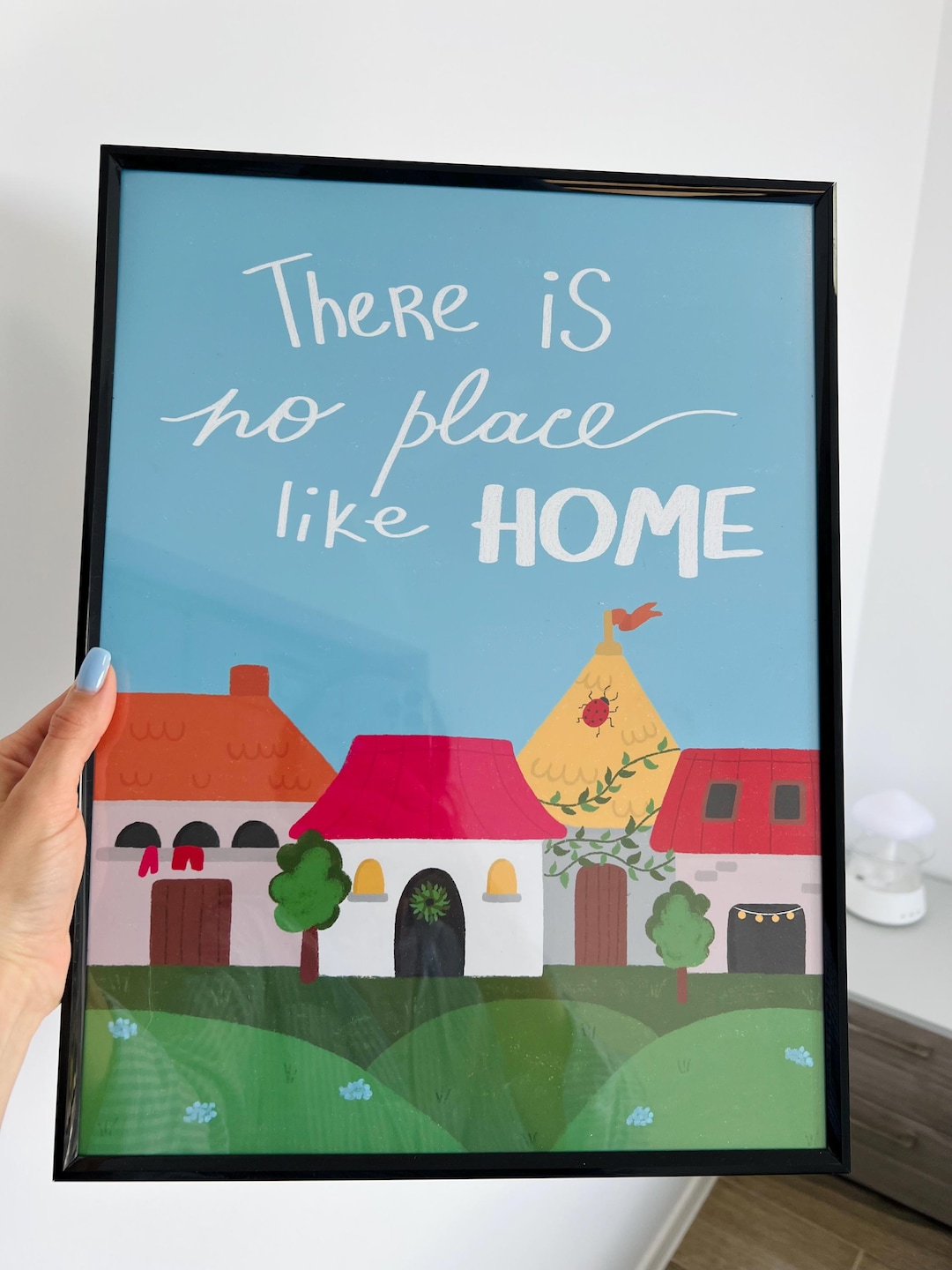 There is No Place Like Home Quote Print - Colorful Surreal City Wall ...
