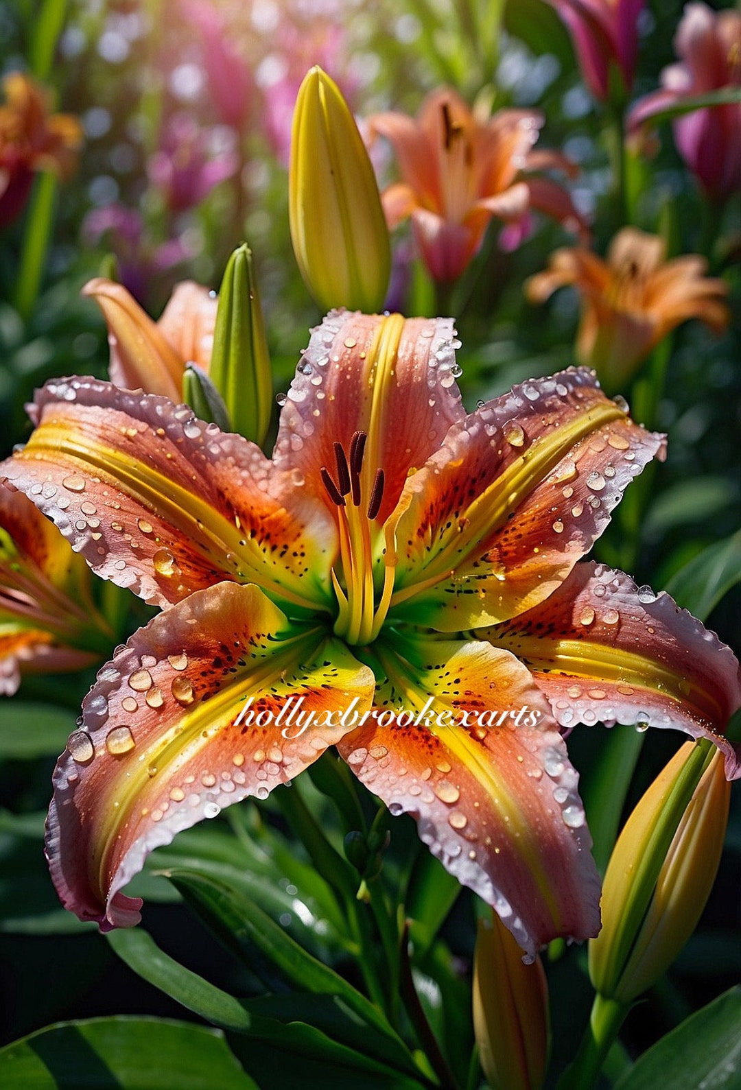 Set of 5 Vibrant Lily Flower Digital Prints for Home Decor, High ...