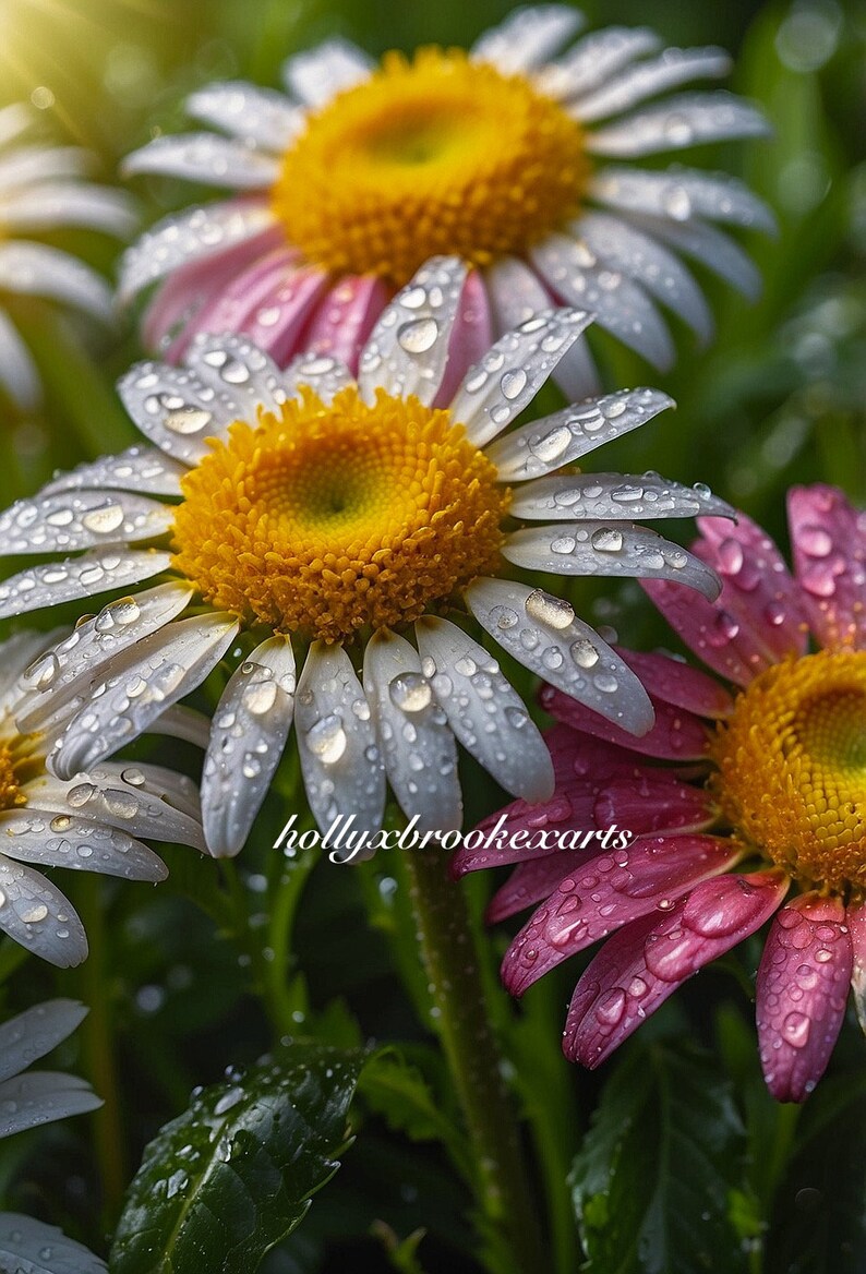 Set of 5 Daisy Floral Macro Prints High-resolution Nature Photography ...