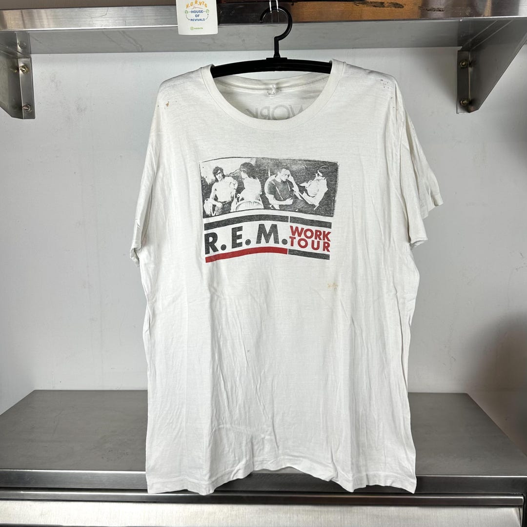 Vintage 1987 REM Work Tour Band Concert Promo XL Single Stitch T-shirt ...