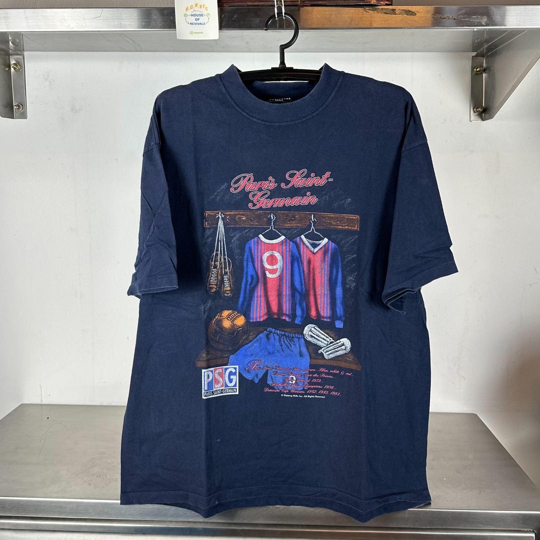 Vintage 90s Paris Saint Germain PSG French Soccer Team XL T-shirt ...