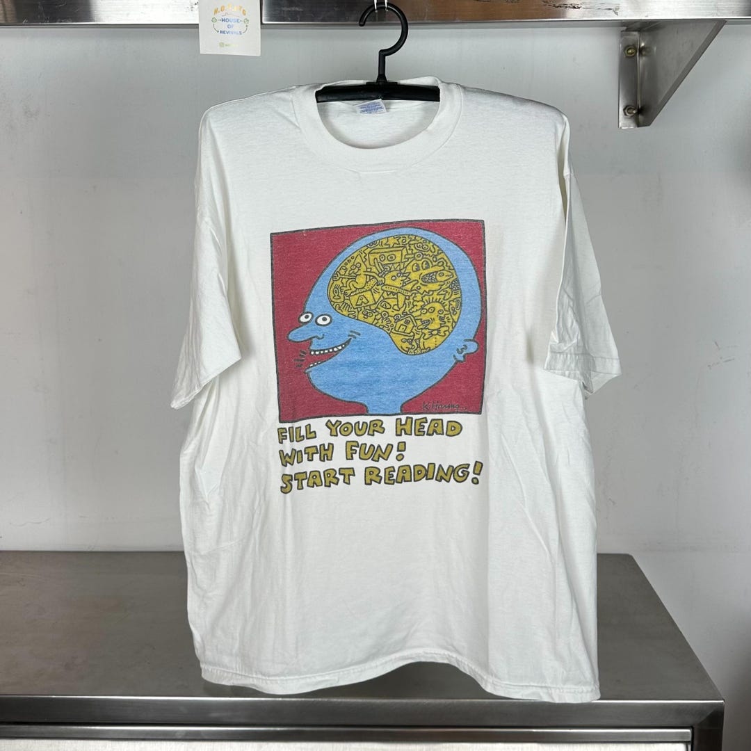 Vintage 90s Keith Haring Fill Your Head With Fun Start Reading Pop Art ...