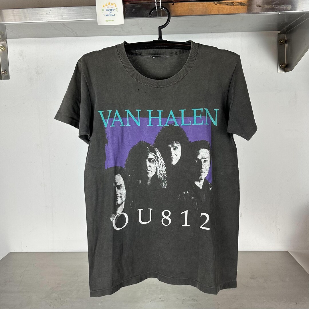 Vintage 80s Van Halen Ou812 Tour Rock Band Faded Medium Single Stitch T ...