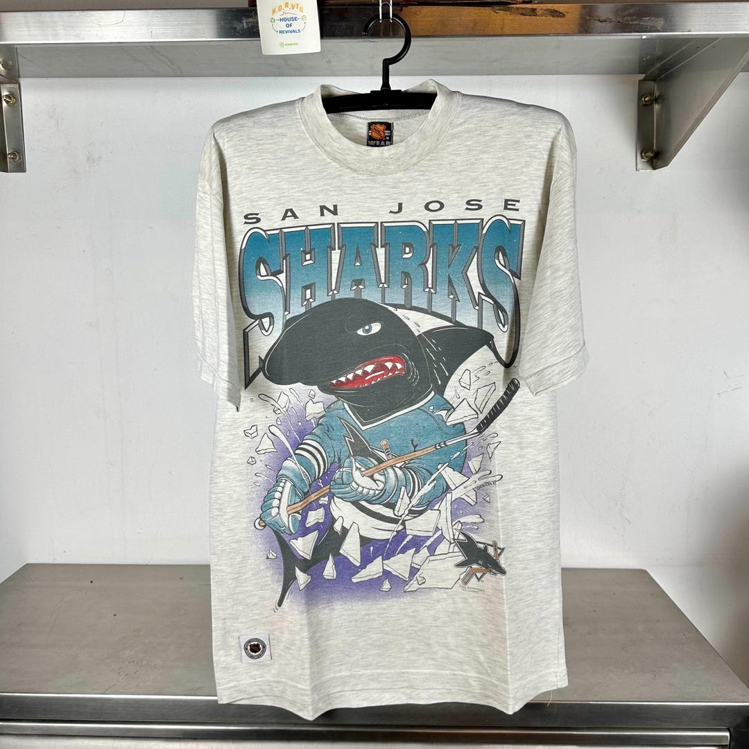Vintage 1995 San Jose Sharks Big Mascot Graphic NHL Large T-shirt ...