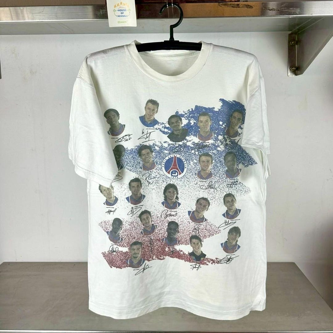 Vintage 90s PSG Paris Saint Germain Squad Photo Soccer Large T-shirt - Etsy