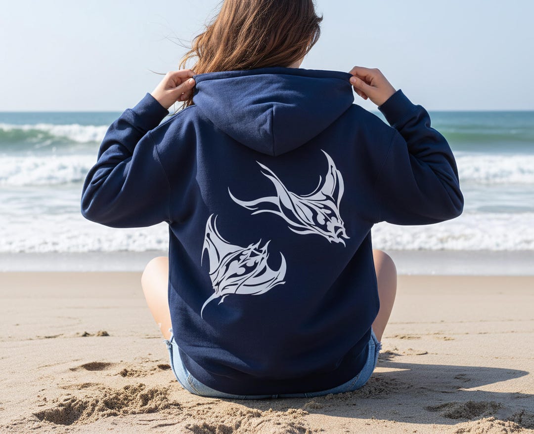 Manta Ray Hoodie, Stingray Ocean Sweatshirt, Unisex Sea Life Pullover ...