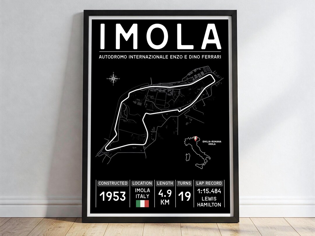 Imola Formula 1 Track Wall Art Print – Minimalist Italian Circuit Map ...