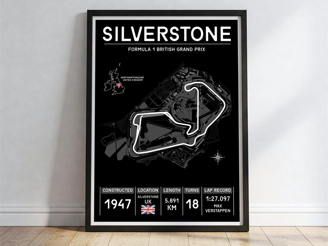 Silverstone Formula 1 Track Wall Art Print – Minimalist F1 British ...