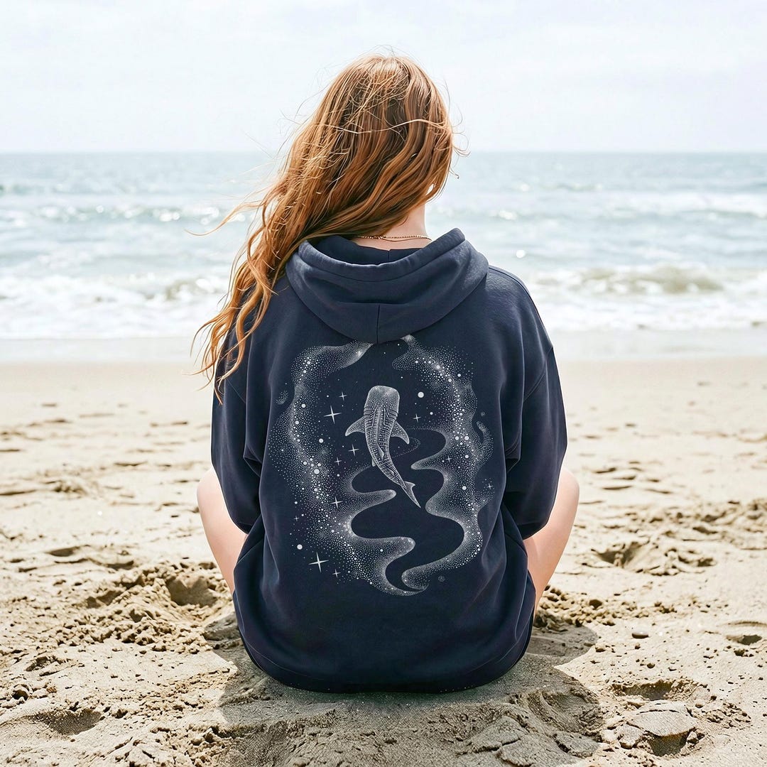 Whale Shark Hoodie Ocean Dive Graphic Marine Biology Celestial Sea ...