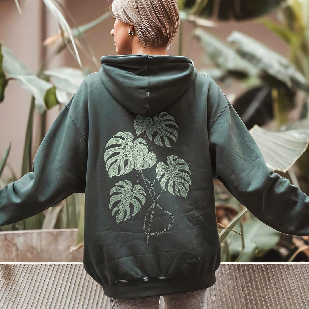 Plant Hoodie Monstera Deliciosa Sweatshirt Plant Lover Gift Plant Mom ...