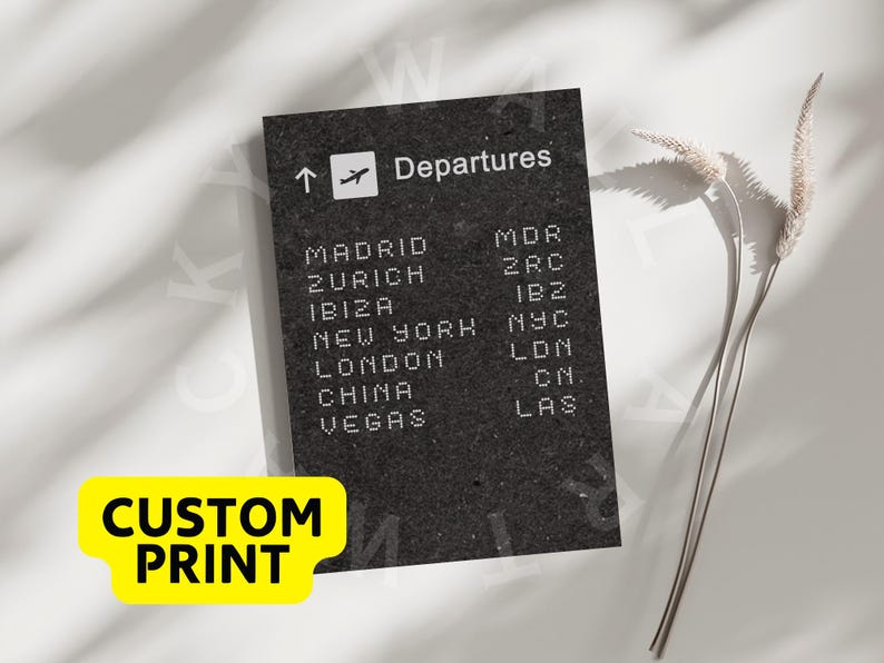 Custom Departure Lounge Board Poster Print - Holiday Wedding Couple ...