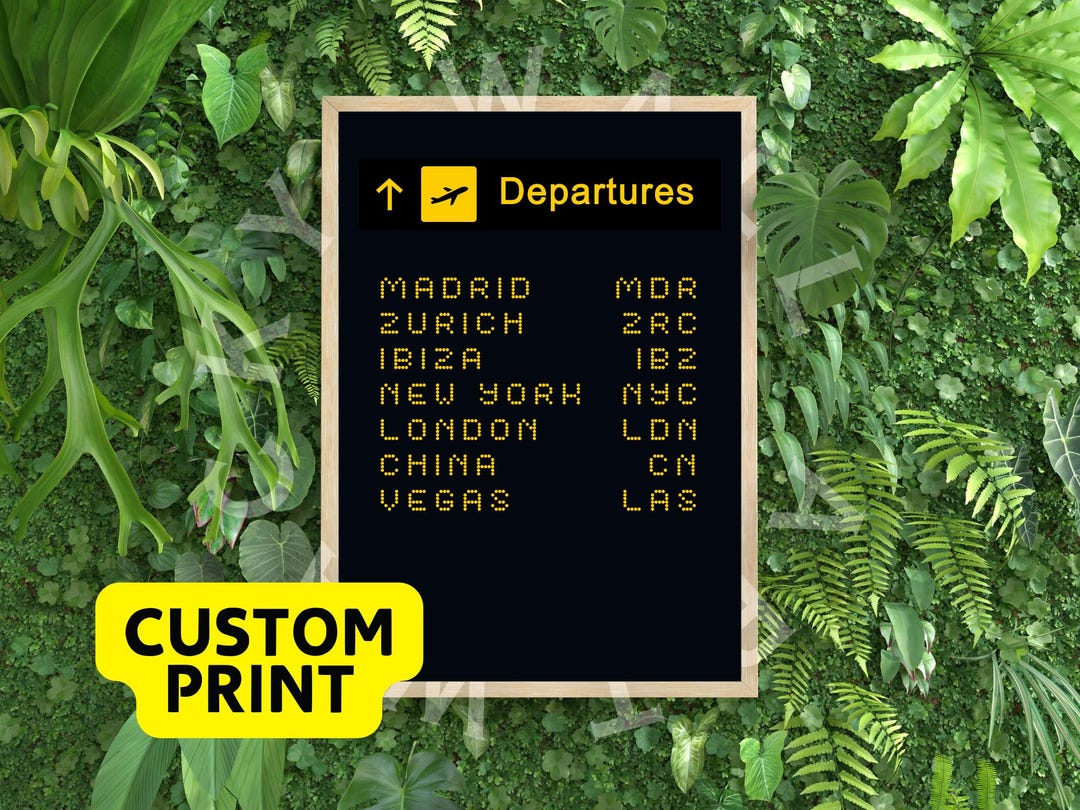 Custom Departure Lounge Board Poster Print - Holiday Wedding Couple ...