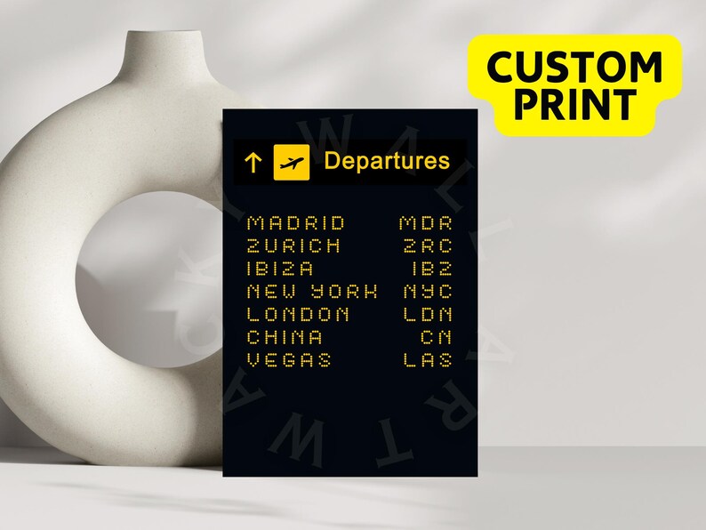 Custom Departure Lounge Board Poster Print - Holiday Wedding Couple ...