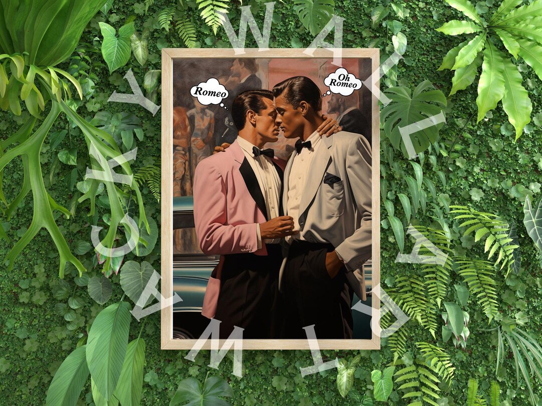 Retro Gay Man Wall Art Poster Print, Framed or Unframed, LGBTQ+ Artwork ...