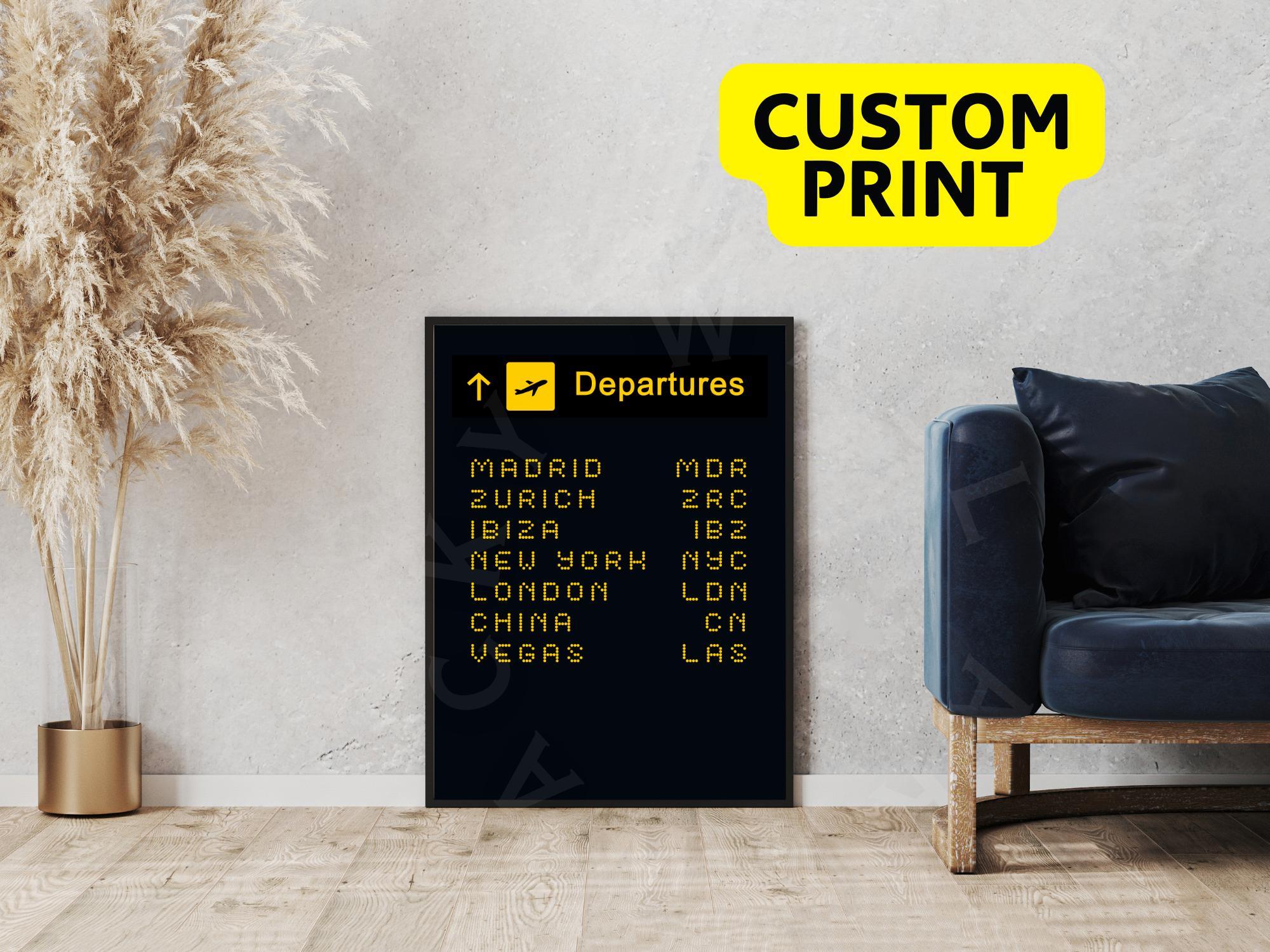 Custom Departure Lounge Board Poster Print - Holiday Wedding Couple ...