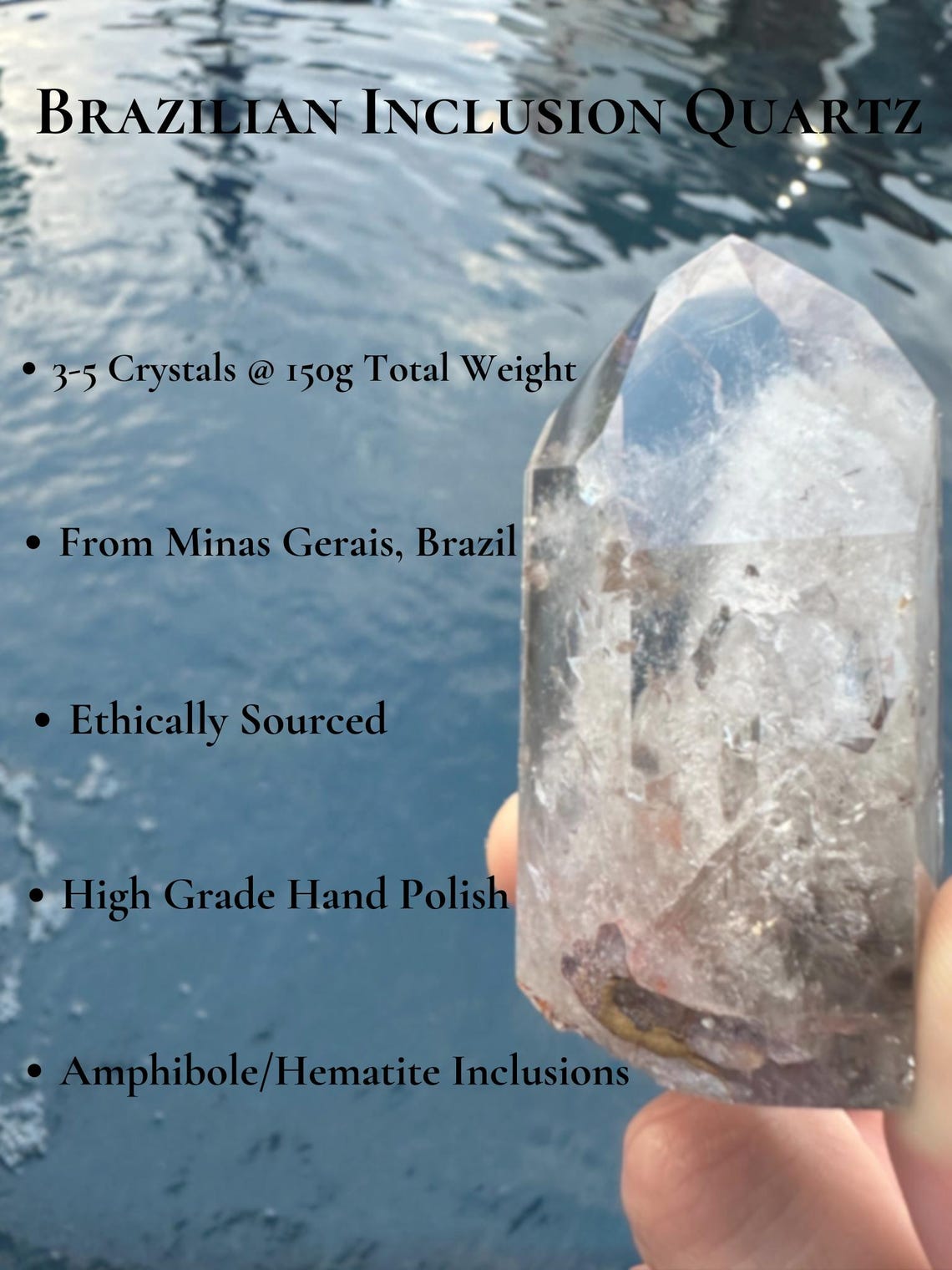 Brazilian Inclusion Quartz, Amphibole + Hematite, High Grade Polish ...
