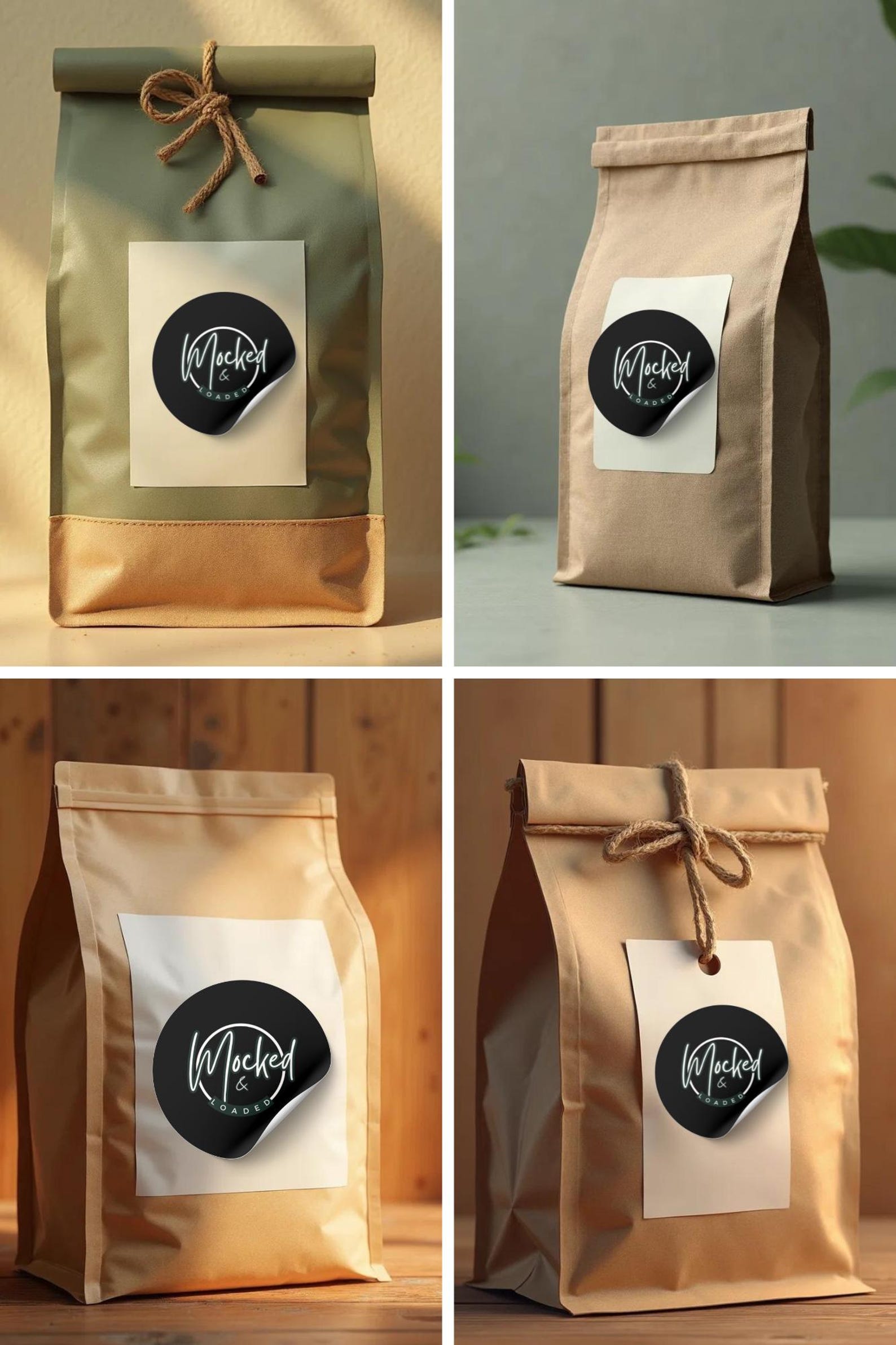 Earthy Coffee Bag Mockups Natural Kraft Packaging Template for Organic ...