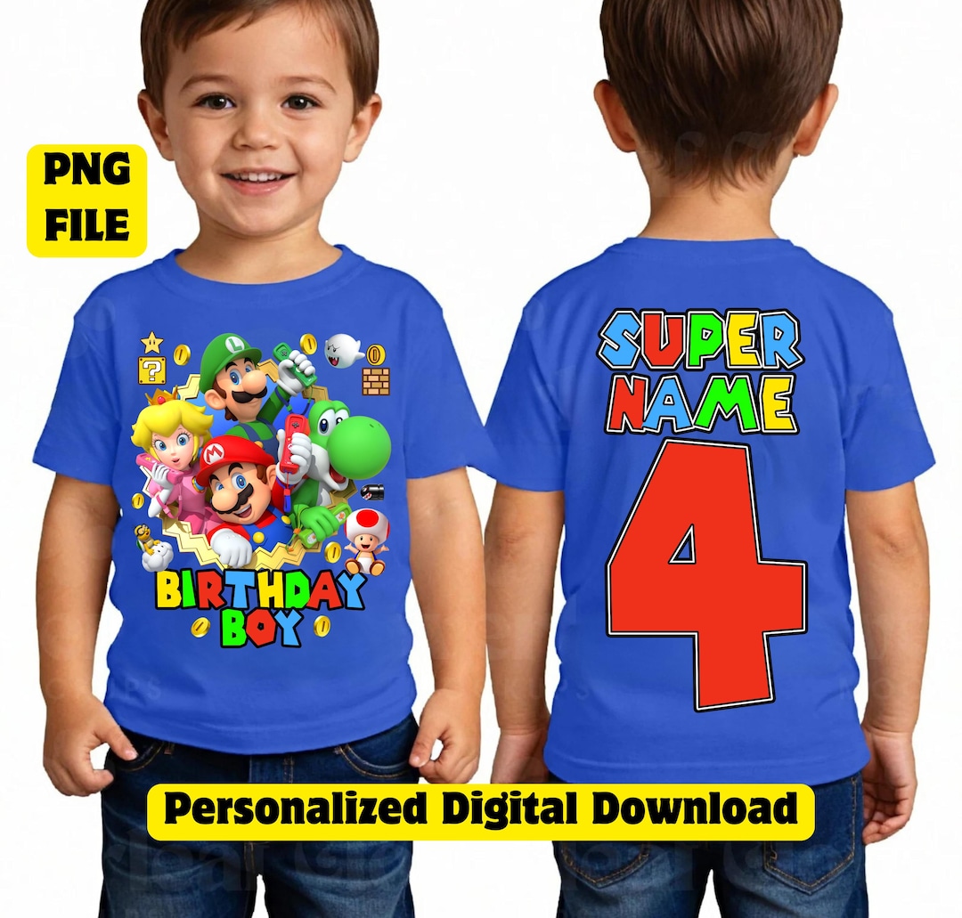 Personalized Super Mario Birthday PNG: Custom Super Mario Party Design ...