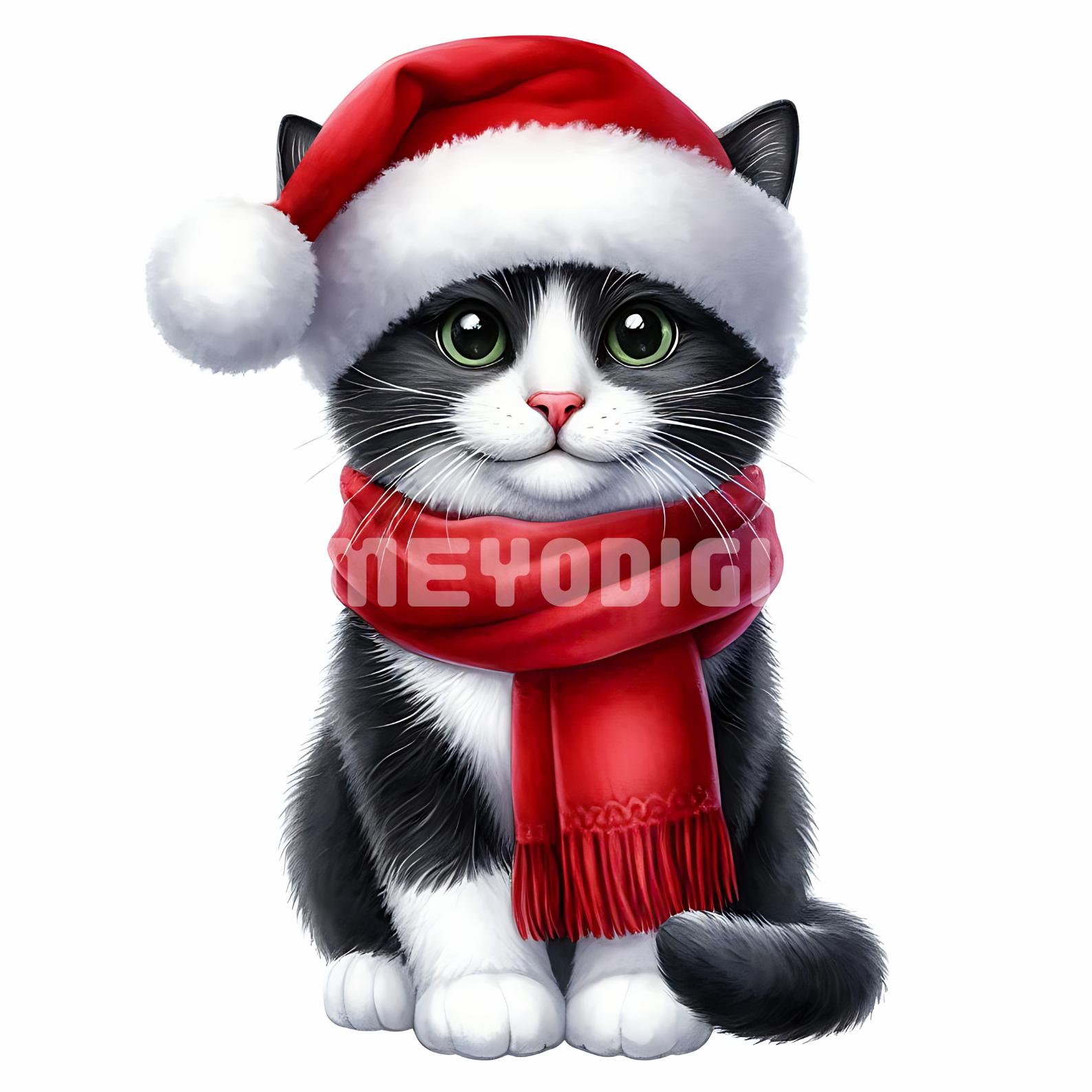 Christmas Kitten Clipart Winter Cat Set of 9 High Quality 300 DPI Jpgs ...