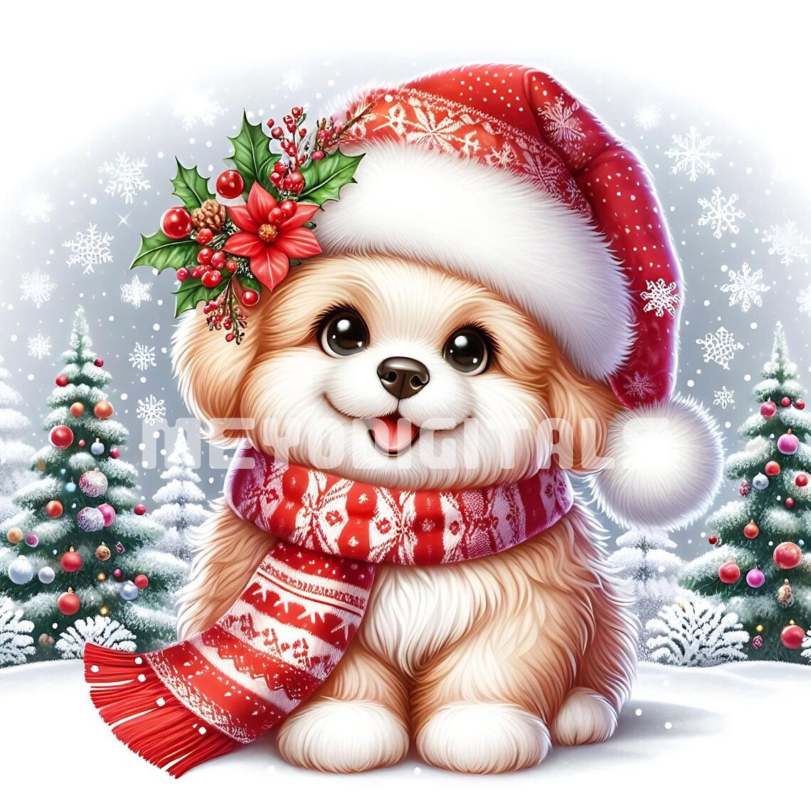 Christmas Dog Clipart | 11 High-quality Jpgs | Festive Christmas Puppy ...