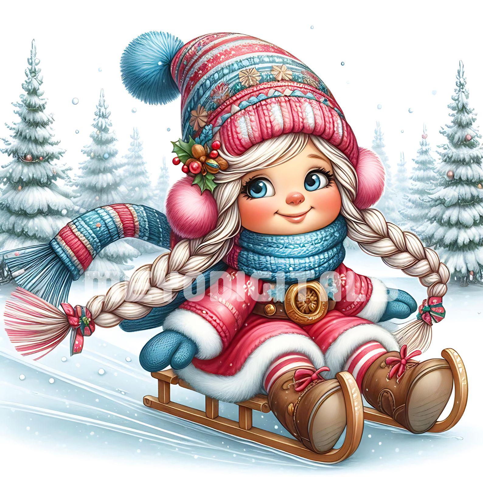 Christmas Gnomes Cute Girl Gnome Set of 8 High Quality 300 DPI Jpgs ...