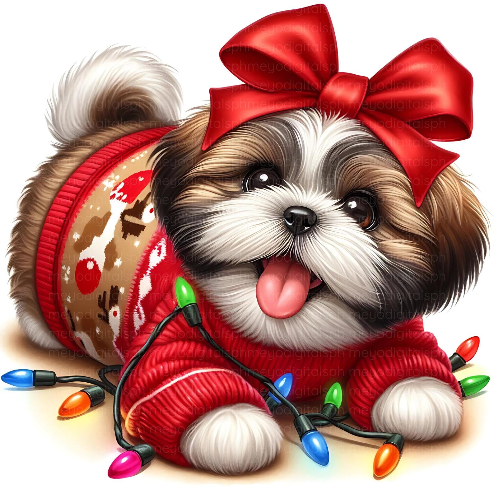 Christmas Shih Tzu Clipart, Christmas Animal Set, Winter Dog Bundle ...