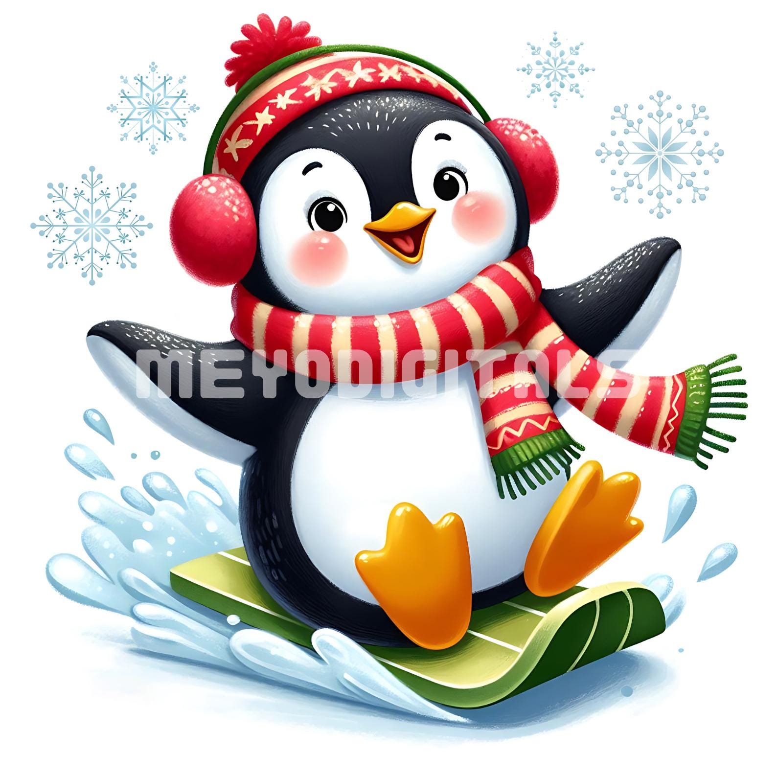 Winter Penguin Clipart, Christmas Penguin, Set of 8 High Quality 300 ...