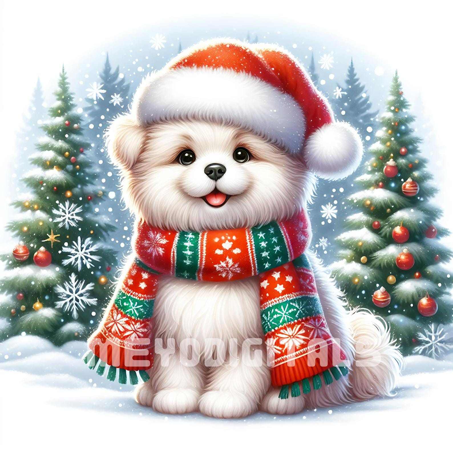Christmas Dog Clipart | 11 High-quality Jpgs | Festive Christmas Puppy ...