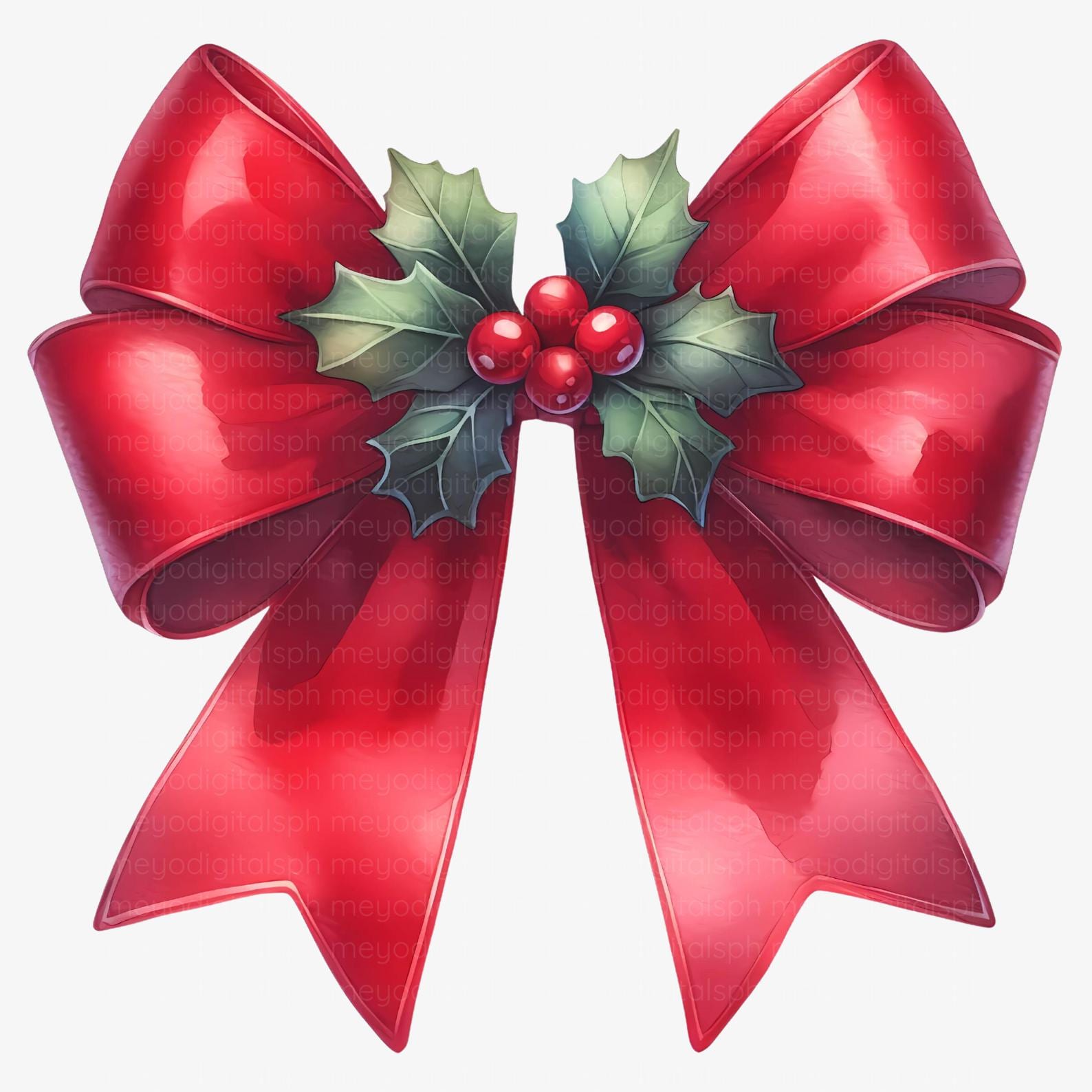 Christmas Coquette Bow Png, Christmas Designs, Watercolor Red Christmas ...