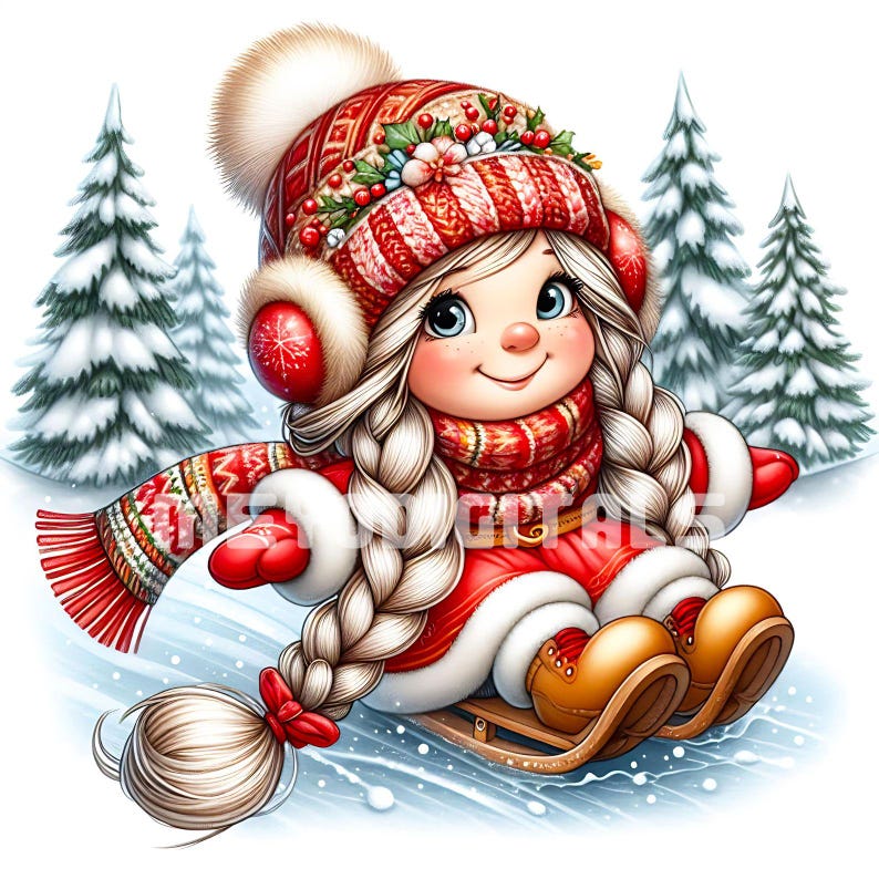 Christmas Gnomes Cute Girl Gnome Set of 8 High Quality 300 DPI Jpgs ...