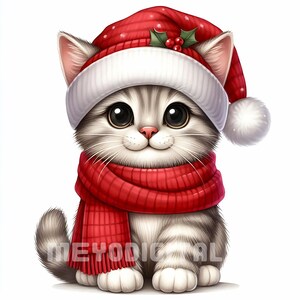 Christmas Kitten Clipart Winter Cat Set of 9 High Quality 300 DPI Jpgs ...