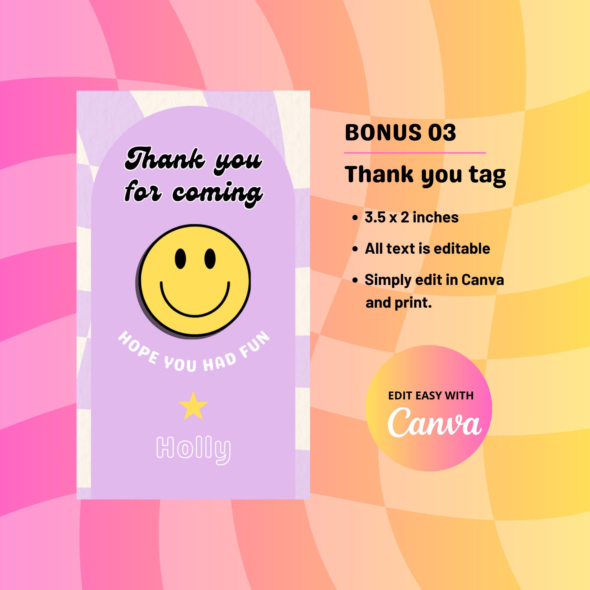 Smiley Face Birthday Invitation | Let’s Party Invite | Canva Template ...