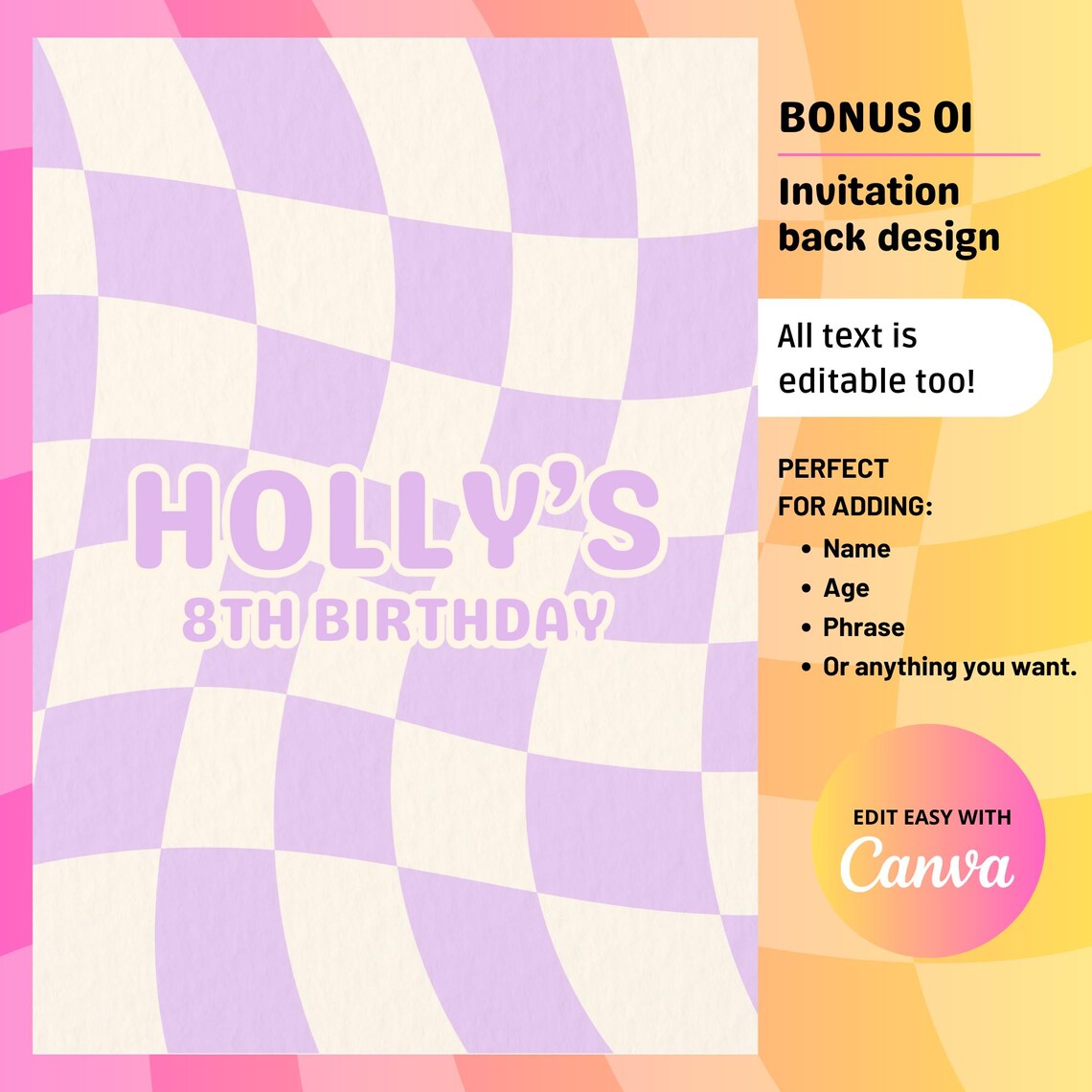 Smiley Face Birthday Invitation | Let’s Party Invite | Canva Template ...