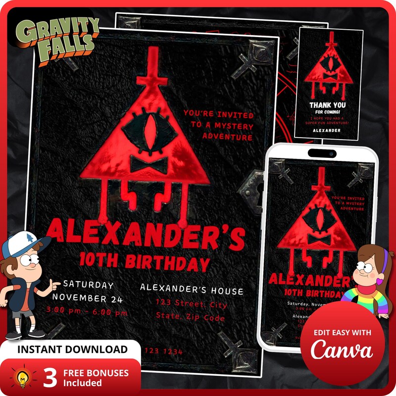 Gravity Falls Invitation - Etsy
