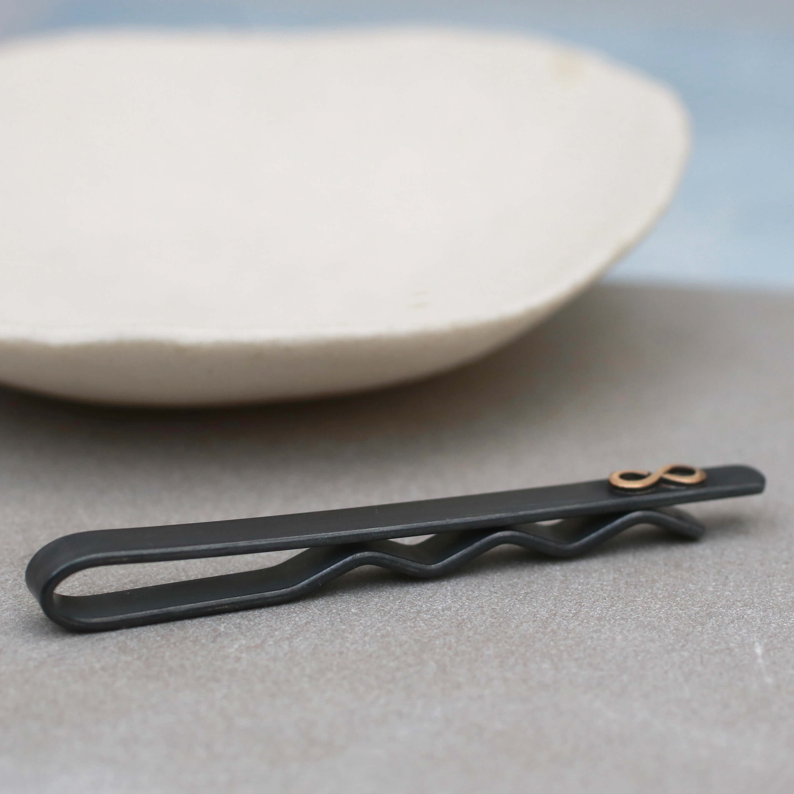 Black and 9ct Gold Tie Clip With Infinity Symbol - Etsy UK