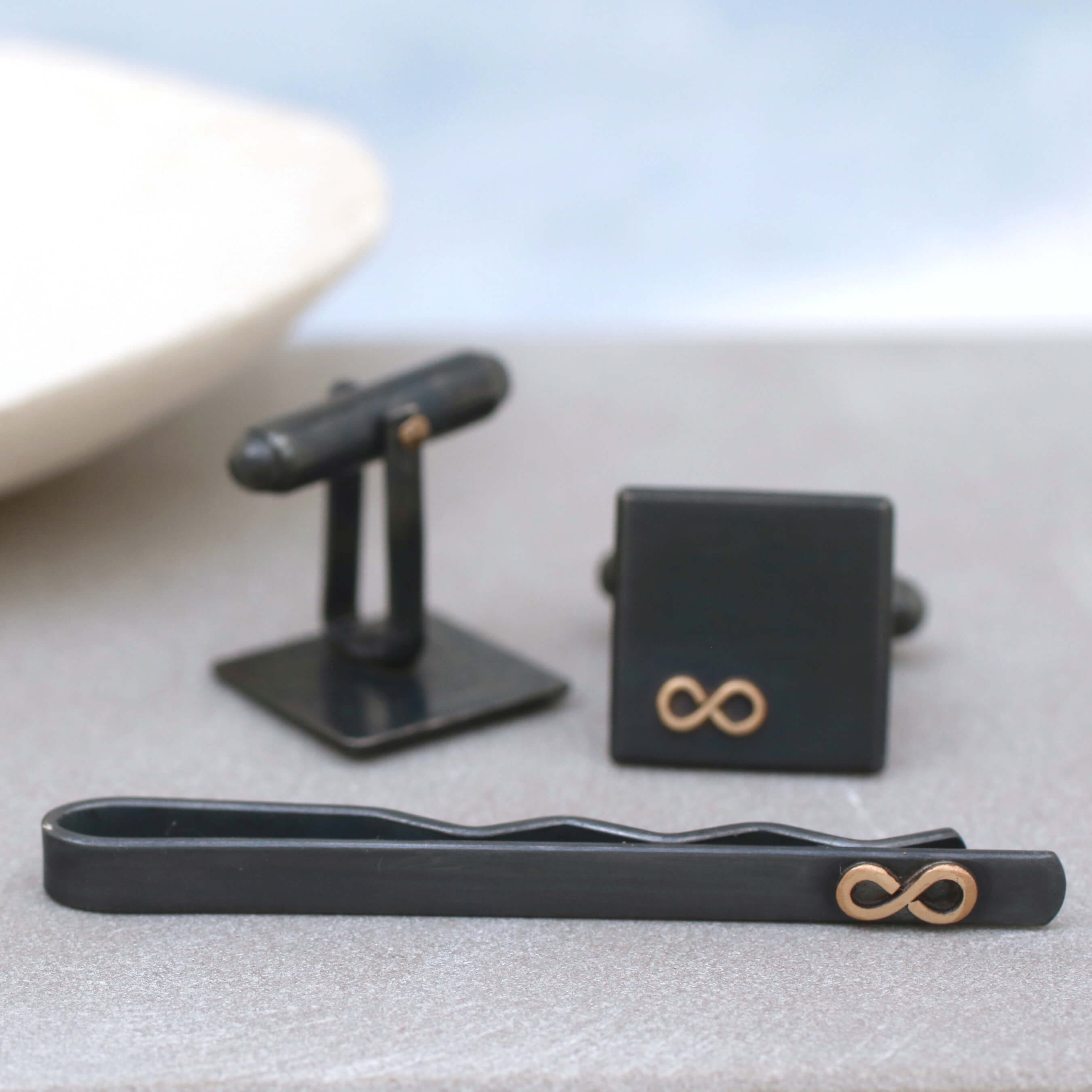 Black and 9ct Gold Tie Clip With Infinity Symbol - Etsy UK