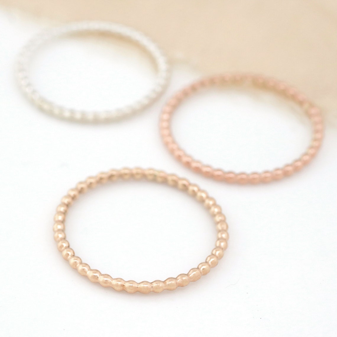 Thin Rings. 9ct Gold Stackable Ring Set | Etsy