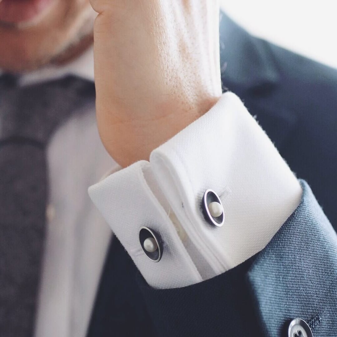Double Sided Cufflinks. Pearl Anniversary Gift for Him - Etsy