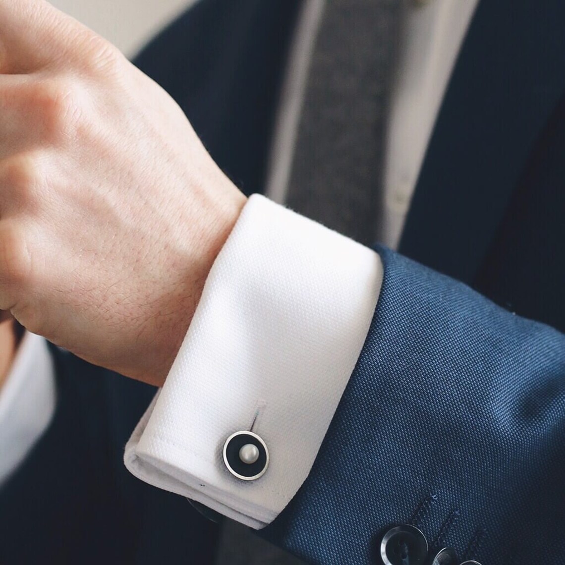 Double Sided Cufflinks. Pearl Anniversary Gift For Him | Etsy