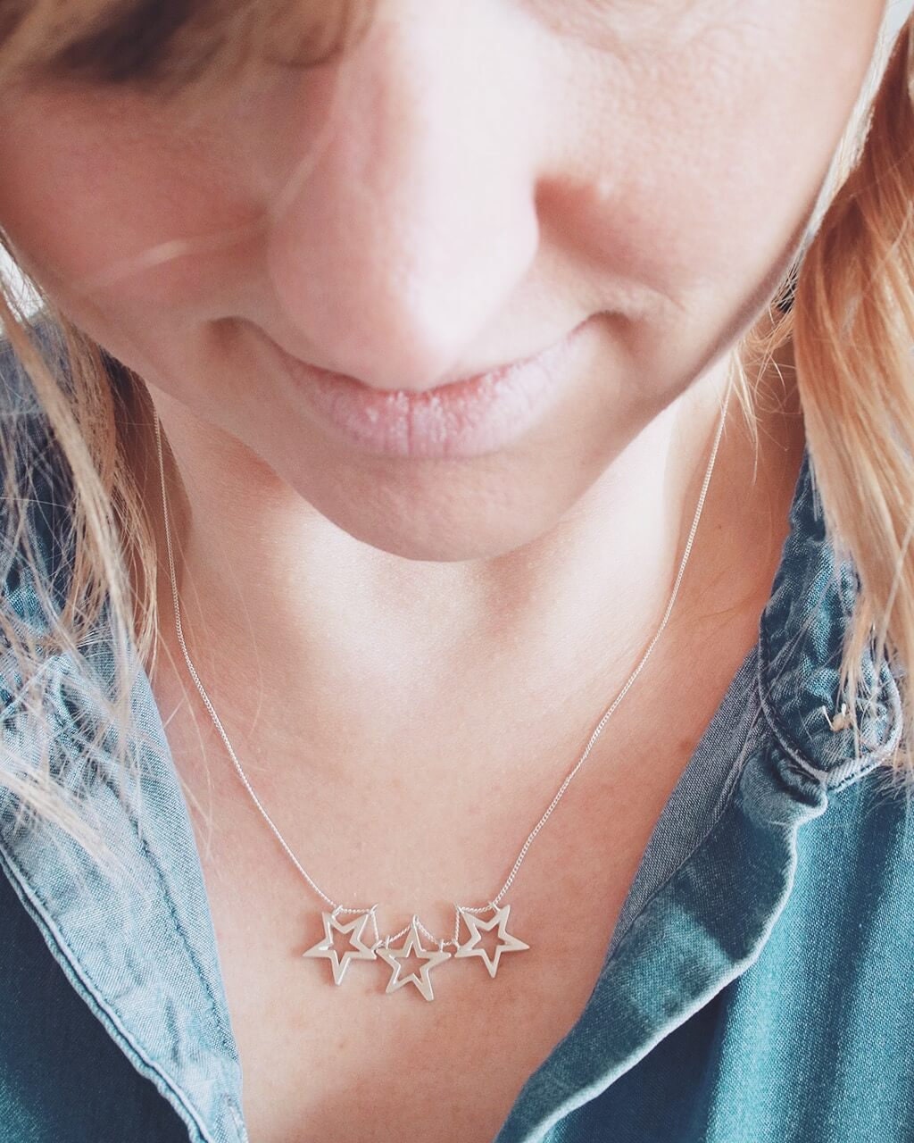 Three Star Necklace. Good Luck Charm for Her - Etsy UK
