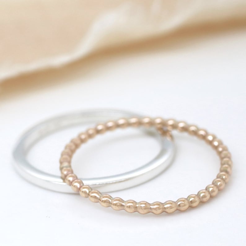Thin Rings. 9ct Gold Stackable Ring Set - Etsy
